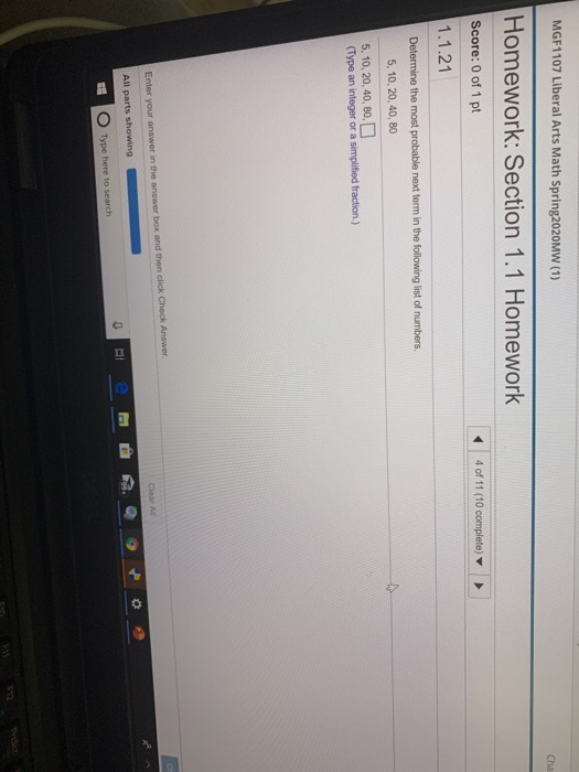 Solved MGF1107 Liberal Arts Math Spring2020MW (1) Cha | Chegg.com