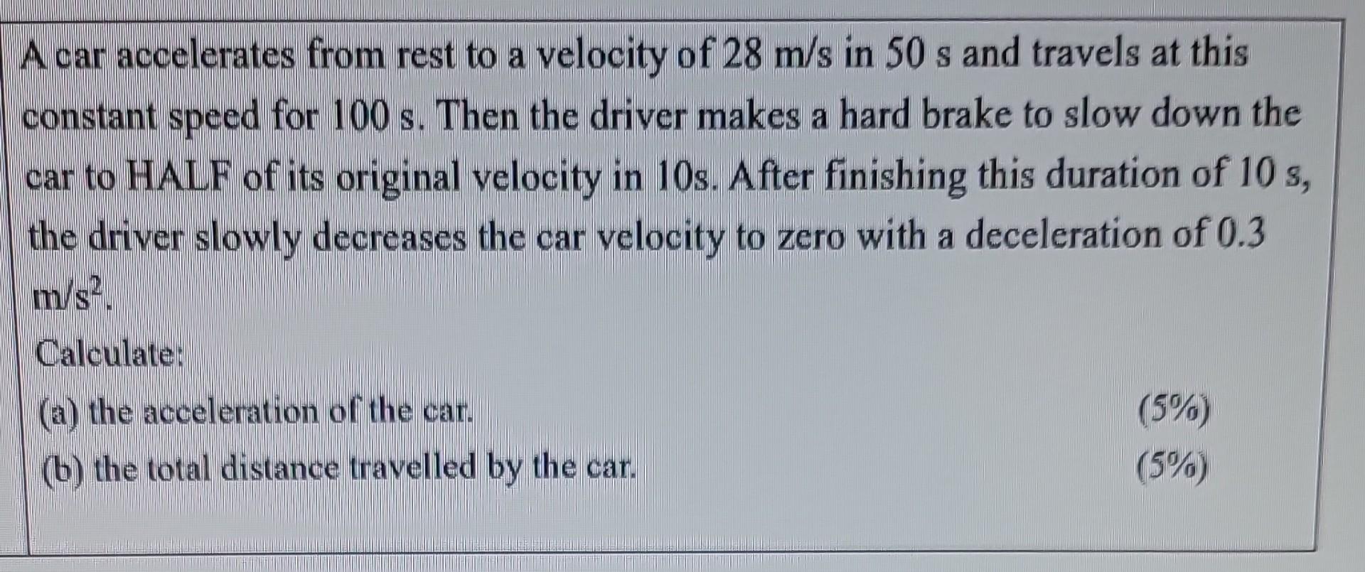 [solved] A Car Accelerates From Rest To A Velocit