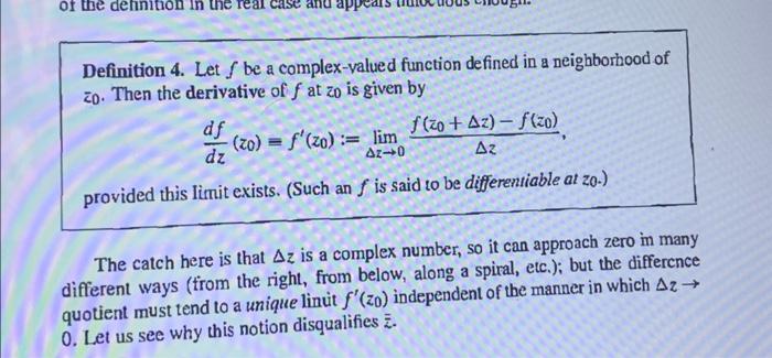 Solved Definition 4. Let f be a complex-valued function | Chegg.com