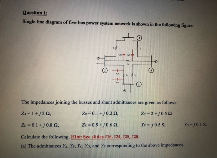 Question 1: Single line diagram of five-bus power | Chegg.com