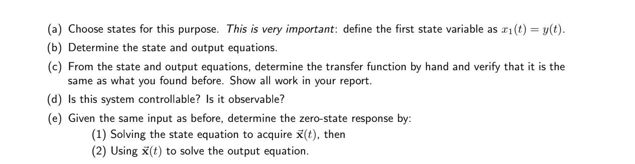 Solved 3. (20 pts.) Now convert Equation 1 to state-space | Chegg.com