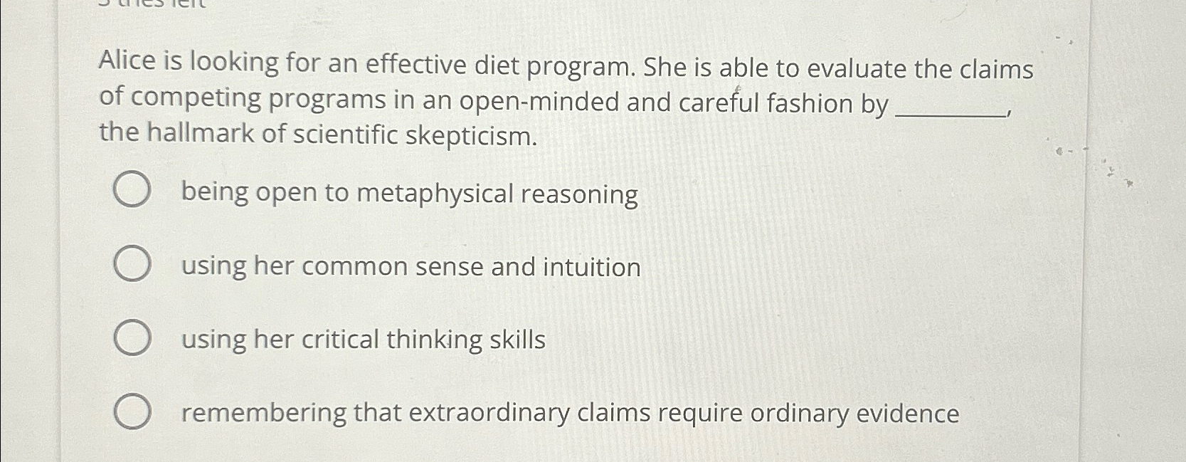 Solved Alice is looking for an effective diet program. She | Chegg.com