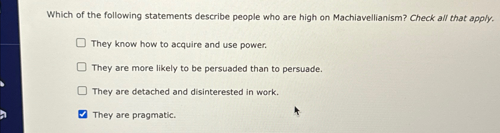 Solved Which of the following statements describe people who | Chegg.com