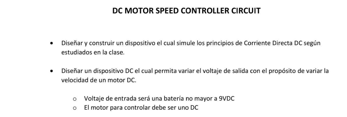 DC MOTOR SPEED CONTROLLER CIRCUIT - Diseñar y | Chegg.com