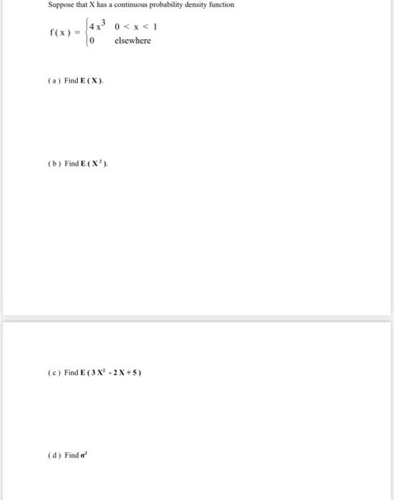 Solved Suppose that X has a continuous probability density | Chegg.com