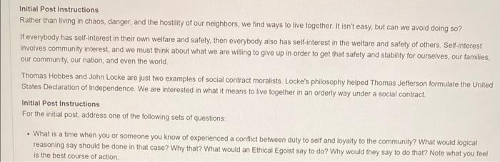 Initial Post Instructions Rather than living in | Chegg.com