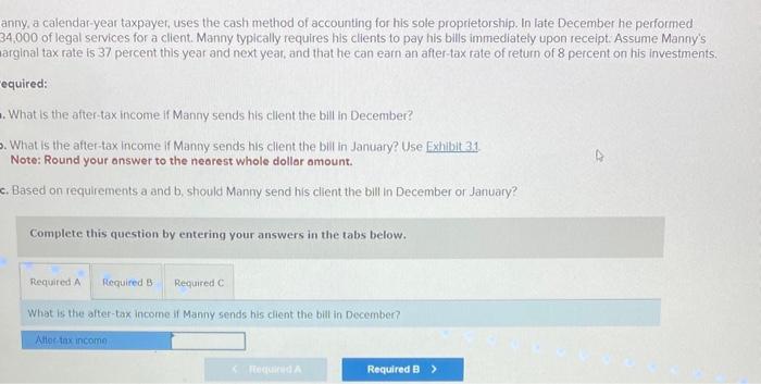 Solved anny, a calendar-year taxpayer, uses the cash method | Chegg.com