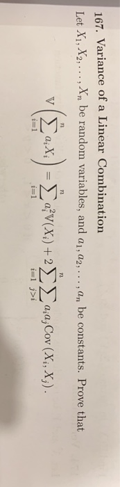 Solved 167. Variance of a Linear Combination Let X1, X2, | Chegg.com