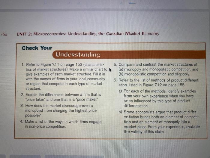 Solved 160 UNIT 2: Microeconomics: Understanding the | Chegg.com