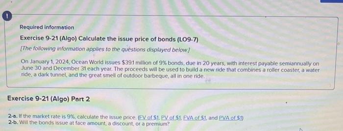 Solved Required information Exercise 9-21 (Algo) Calculate | Chegg.com