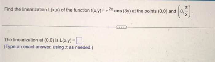 Solved Find the linearization L(x,y) of the function | Chegg.com
