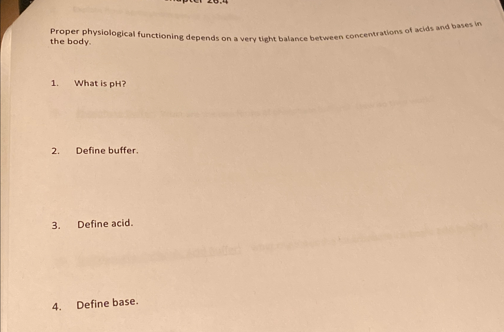 Solved Proper physiological functioning depends on a very | Chegg.com