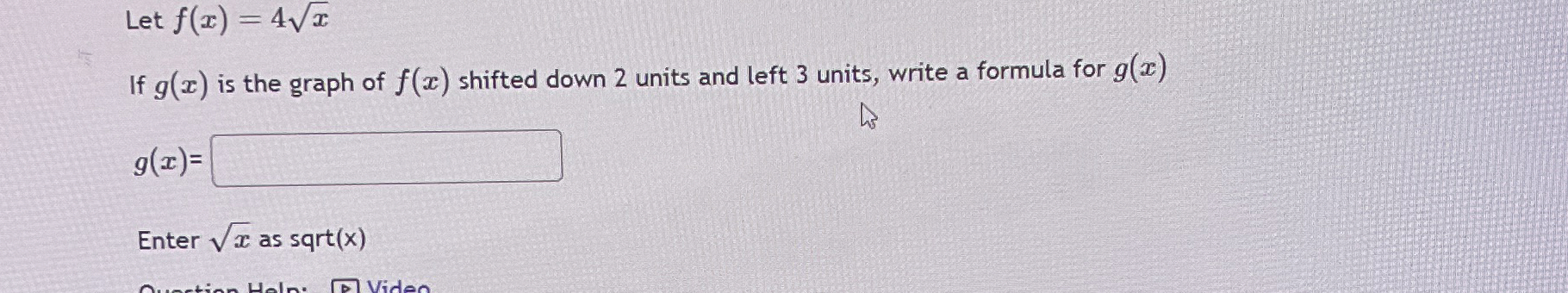 Solved Let f(x)=4x2If g(x) ﻿is the graph of f(x) ﻿shifted | Chegg.com