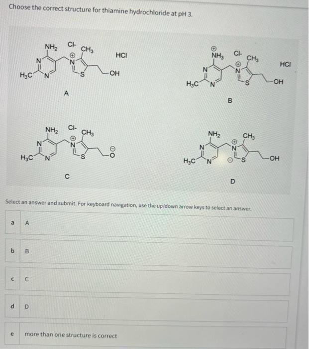 Solved Choose the correct structure for thiamine | Chegg.com