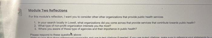 Solved Module Two Reflections For this module's reflection, | Chegg.com