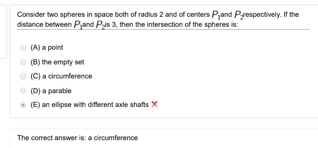 Solved Consider two spheres in space both of radius 2 ﻿and | Chegg.com