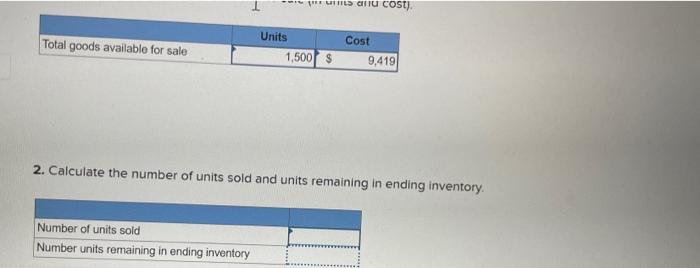 Solved Total goods available for sale Units Number of units | Chegg.com