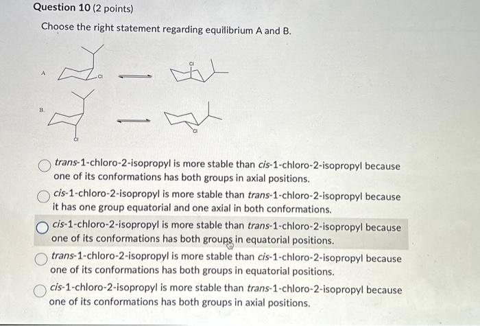 Solved Choose the right statement regarding equilibrium A | Chegg.com