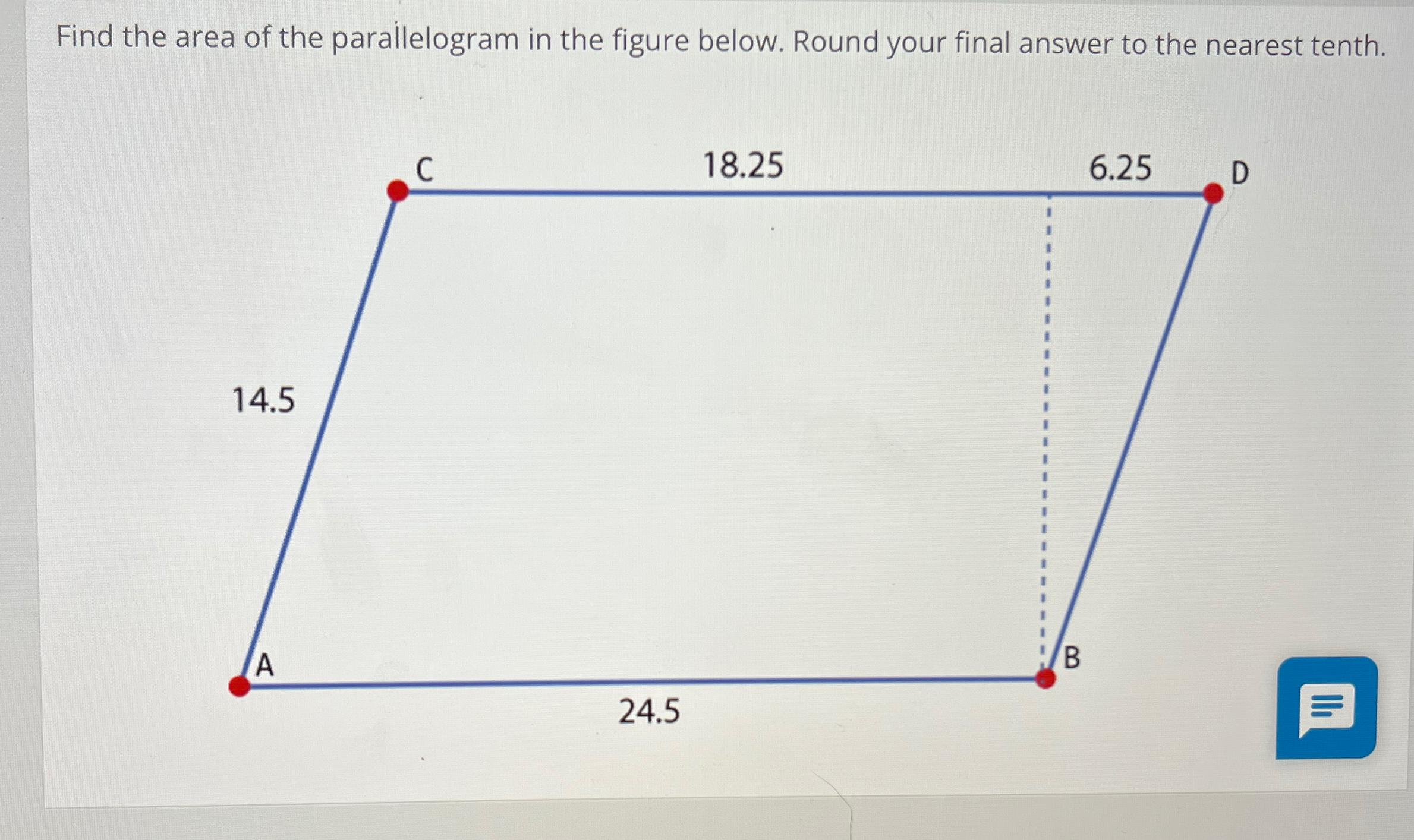 Solved Find the area of the parallelogram in the figure | Chegg.com