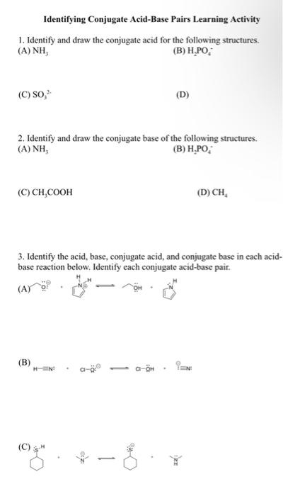Solved Identifying Conjugate Acid-Base Pairs Learning | Chegg.com