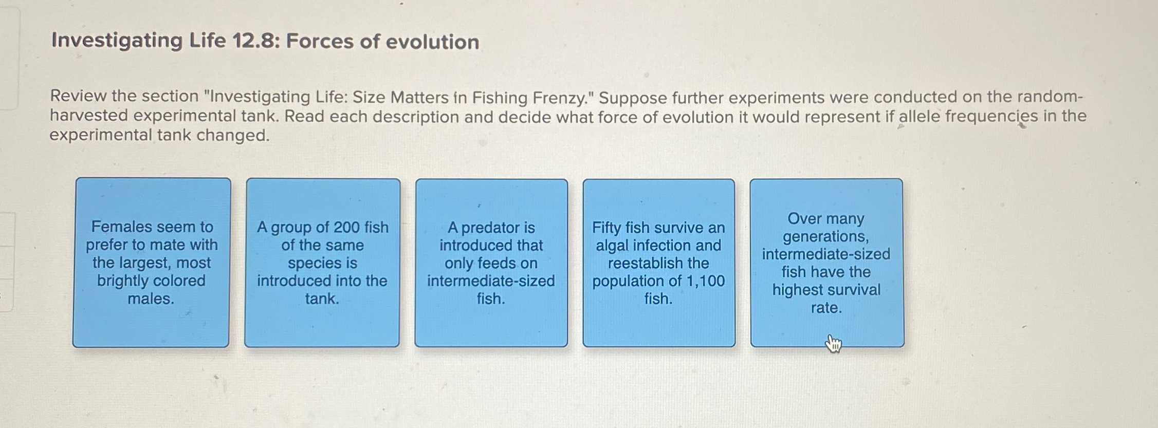 Solved Investigating Life 12.8: Forces of evolutionReview | Chegg.com Solved Investigating Life 12.8: Forces of evolutionReview | Chegg.com