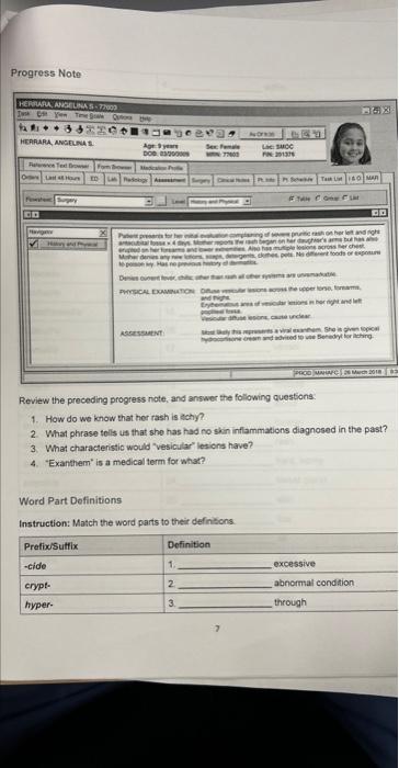 Solved Word Part Definitions Instruction: Match the word | Chegg.com