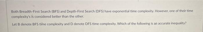 Solved Both Breadth-First Search (BFS) and Depth-First | Chegg.com