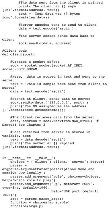 Solved e given code, udp_demo.py, contains code for the | Chegg.com