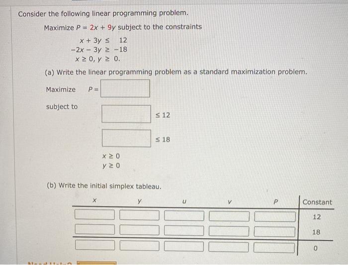 Solved Consider the following linear programming problem. | Chegg.com