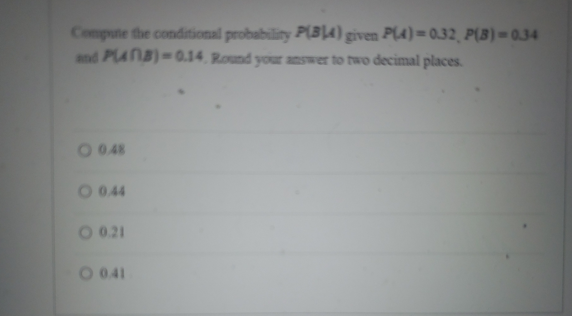 Compute the conditional probability P(Bμ4) ﻿given | Chegg.com