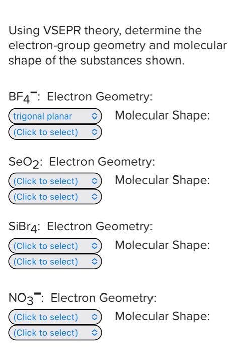 Solved Using VSEPR theory, determine the electron-group | Chegg.com