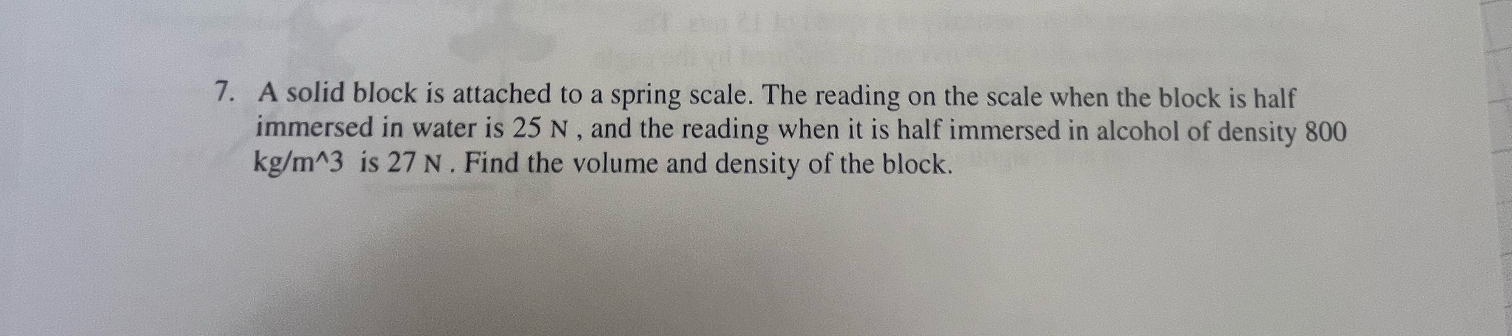 A solid block is attached to a spring scale. The | Chegg.com