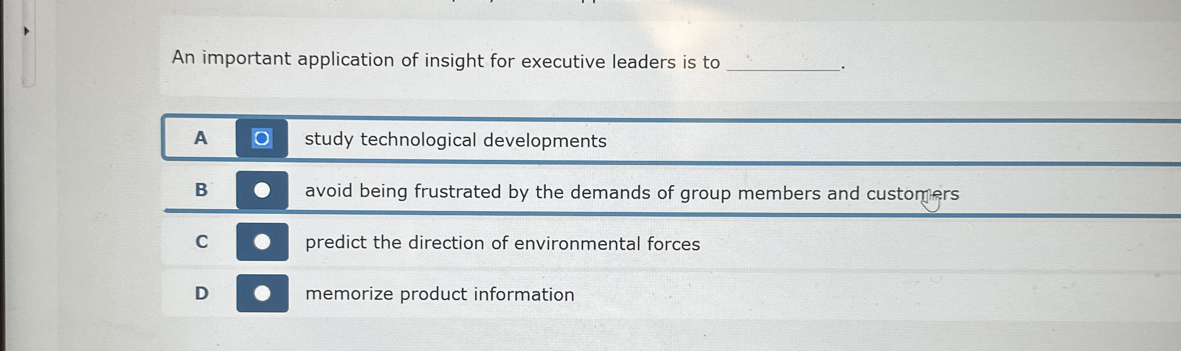Solved An important application of insight for executive | Chegg.com
