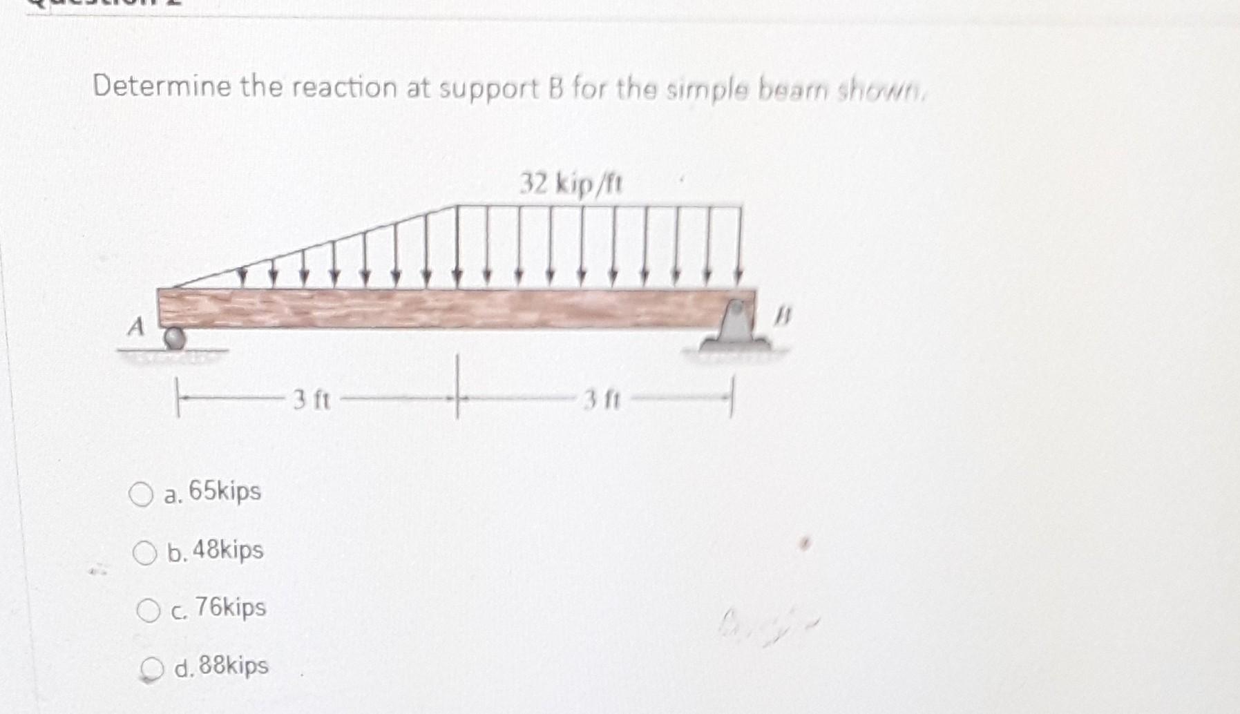 Solved Determine the reaction at support B for the simple | Chegg.com