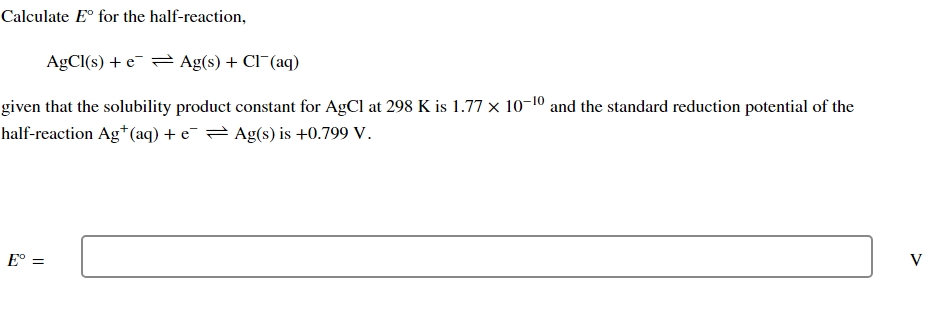 Solved Calculate E° ﻿for The