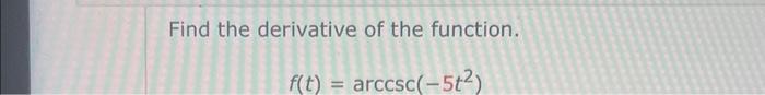 Solved Find the derivative of the function. | Chegg.com