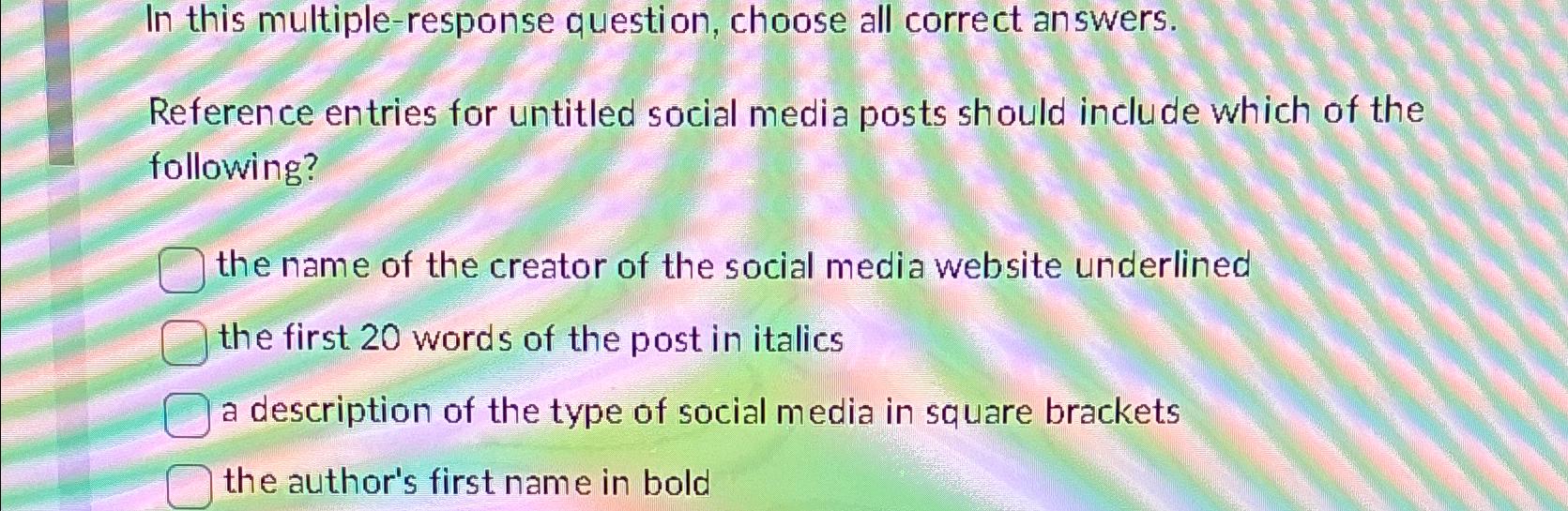 Solved In this multiple-response question, choose all | Chegg.com