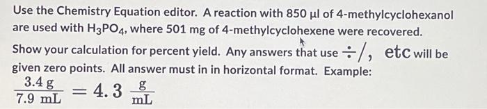 Solved Use the Chemistry Equation editor. A reaction with | Chegg.com