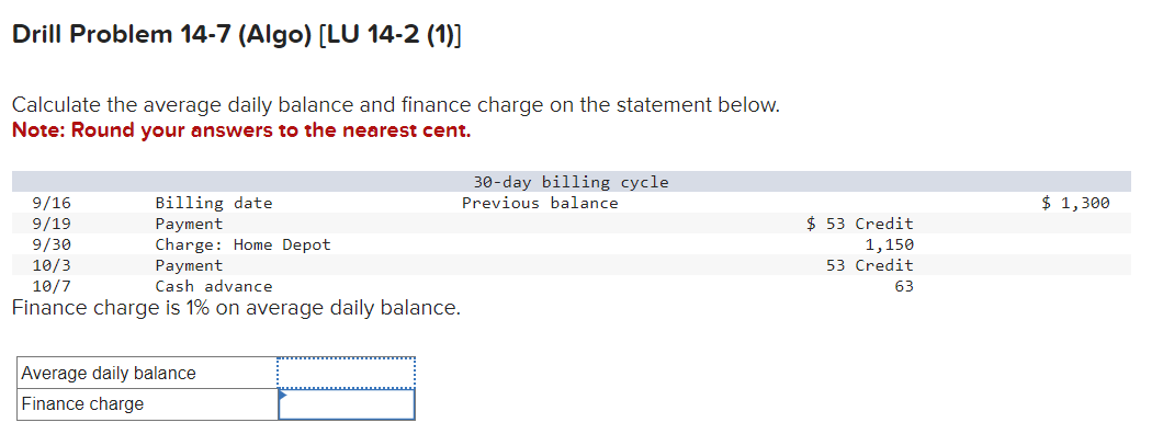 Solved Drill Problem 14-7 (Algo) [LU 14-2 (1)]Calculate the | Chegg.com