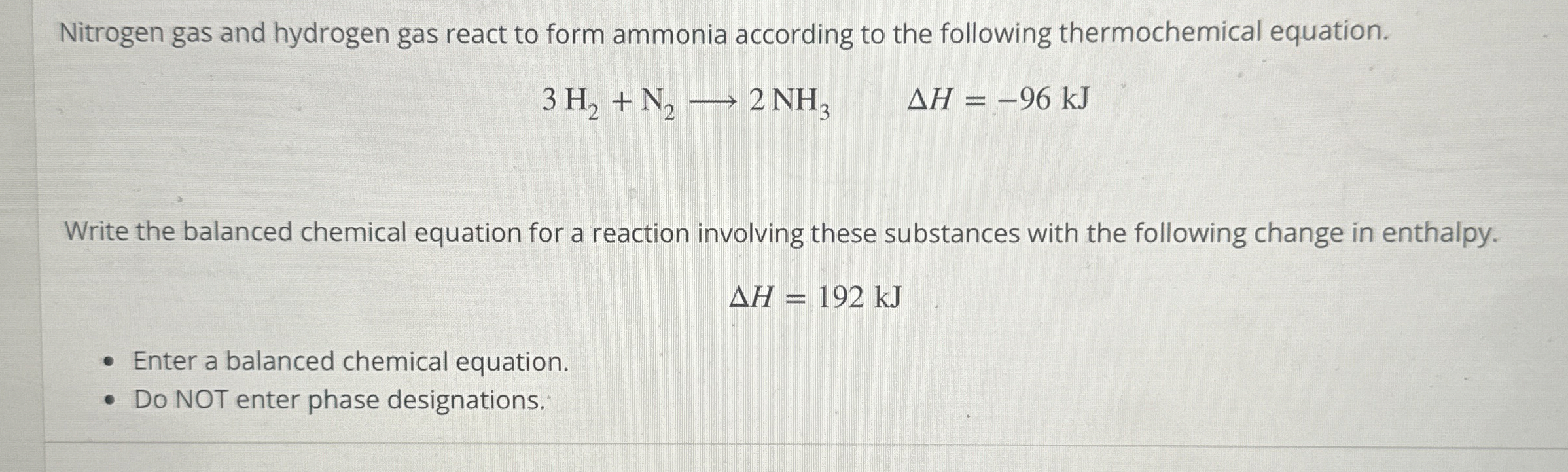 Solved Nitrogen gas and hydrogen gas react to form ammonia | Chegg.com