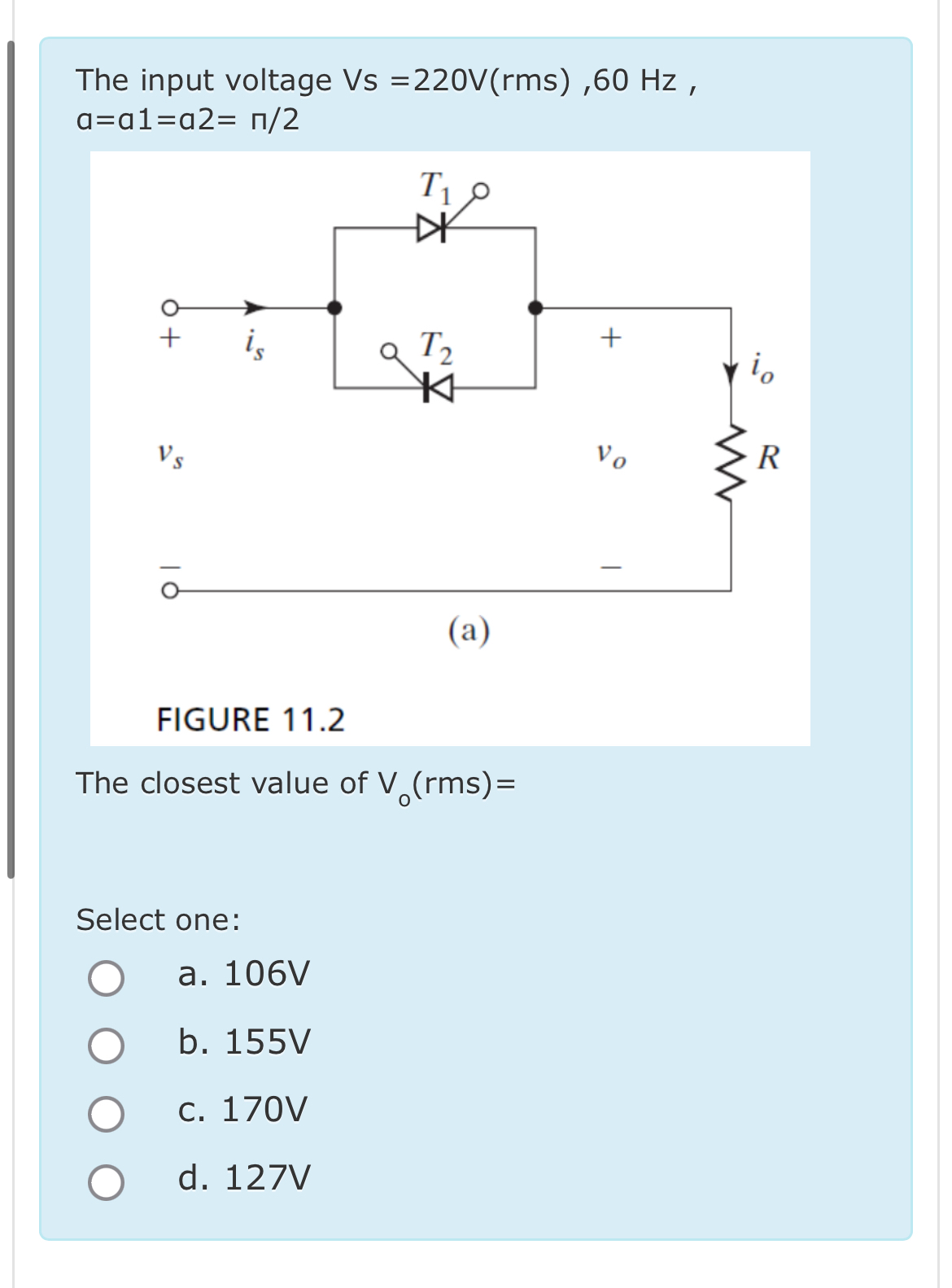 Solved The input voltage Vs | Chegg.com