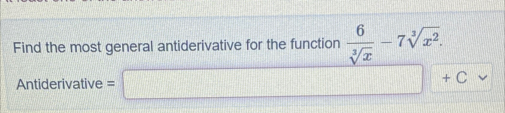 Solved Find the most general antiderivative for the function | Chegg.com