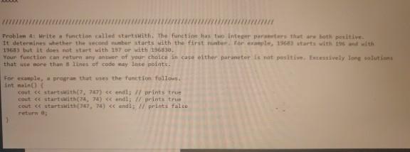 Solved Problem i write function called start with the | Chegg.com