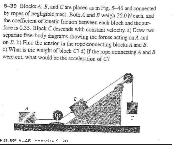 Solved Blocks A, ﻿B, ﻿and C are placed as in Fig. 5-46 ﻿and | Chegg.com