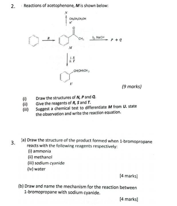 Solved 2. Reactions of acetophenone, Mis shown below: | Chegg.com