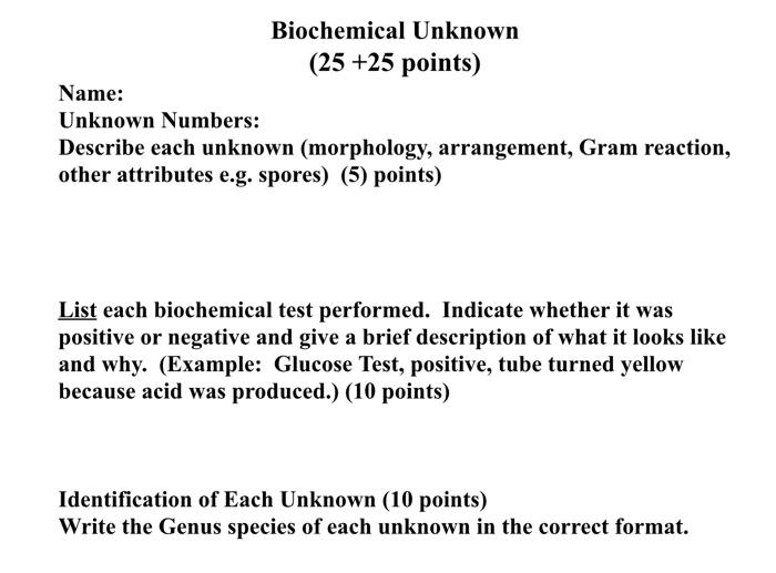 Solved Unknown # 15 Gram Stain Catalase Test Growth at 10°C | Chegg.com