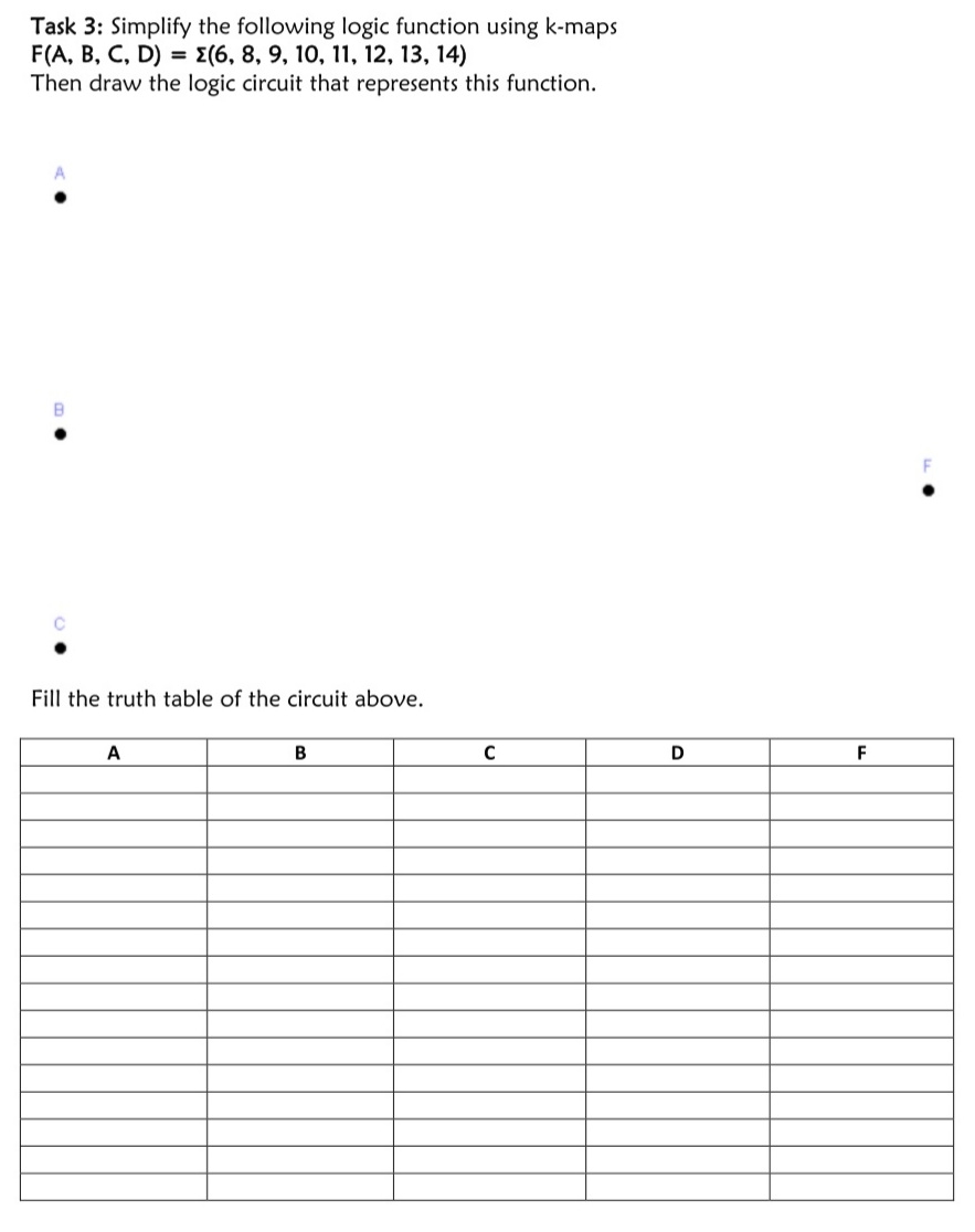 Solved Task 3: Simplify the following logic function using | Chegg.com Solved Task 3: Simplify the following logic function using | Chegg.com