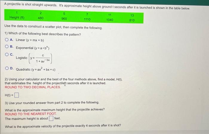 Solved Use the data to construct a scatter plot, then | Chegg.com