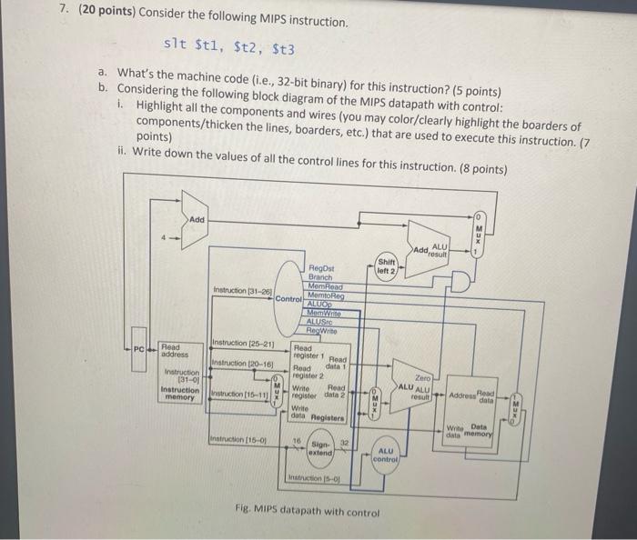 Solved 7. (20 points) Consider the following MIPS | Chegg.com Solved 7. (20 points) Consider the following MIPS | Chegg.com