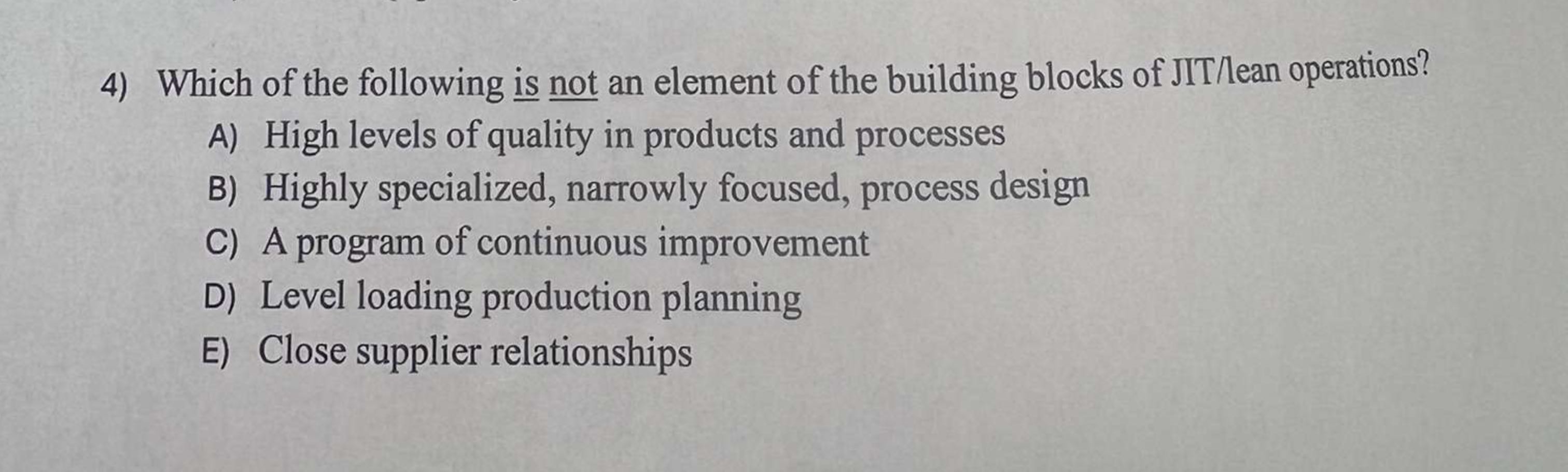 Solved A) ﻿High levels of quality in products and | Chegg.com